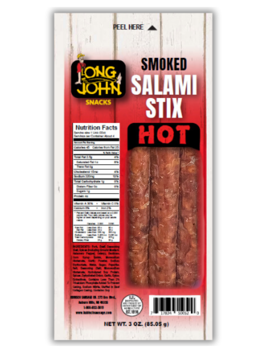 Hot Dried Salami Sticks - 3.0 oz. – Long John Snacks
