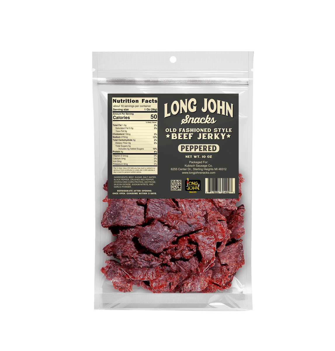 Peppered Old Fashioned Style Beef Jerky - 10 oz. – Long John Snacks