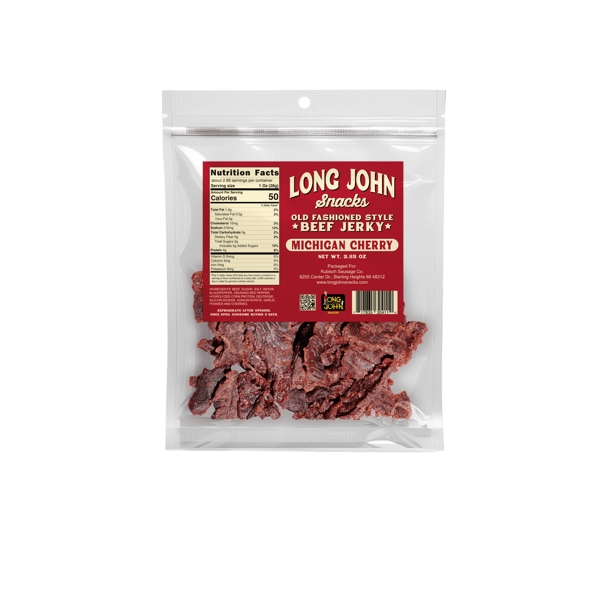 Michigan Cherry Old Fashioned Style Beef Jerky - 2.85 oz. – Long John ...