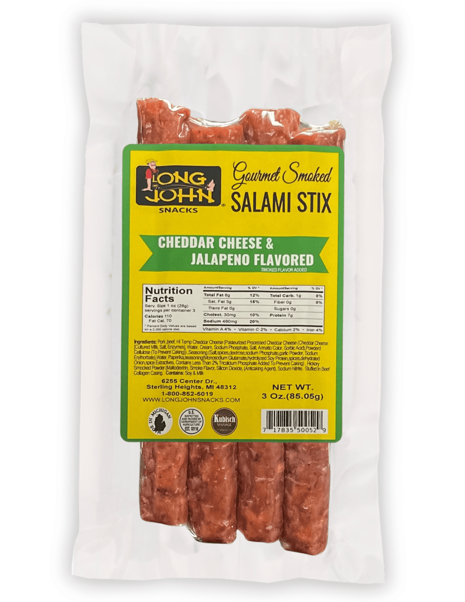 Jalapeno and Cheddar Dried Salami Sticks - 3.0 oz. – Long John Snacks