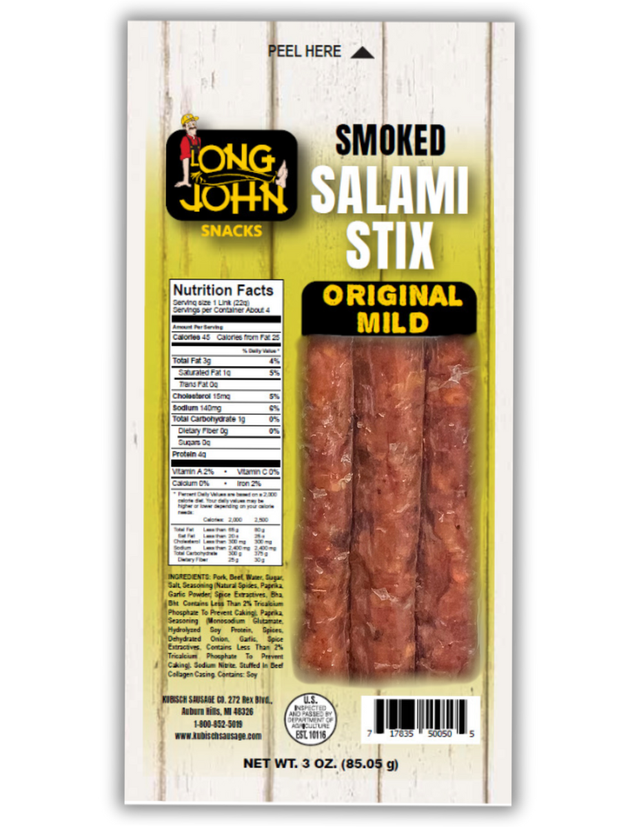 Original Mild Dried Salami Sticks - 3.0 oz. – Long John Snacks