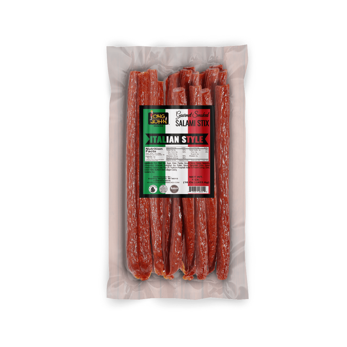 Italian Style Dried Salami Sticks- 1lb – Long John Snacks