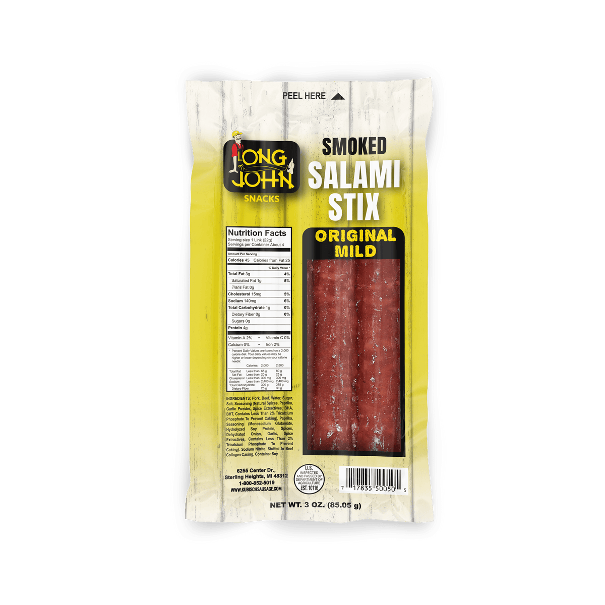 Original Mild Dried Salami Sticks - 3.0 oz. – Long John Snacks