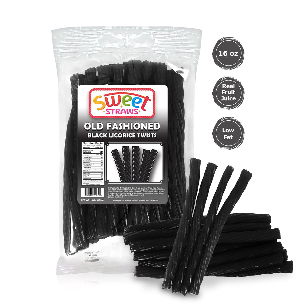 Sweet Straws Licorice Twists 16 oz. - Old Fashioned Black Licorice ...