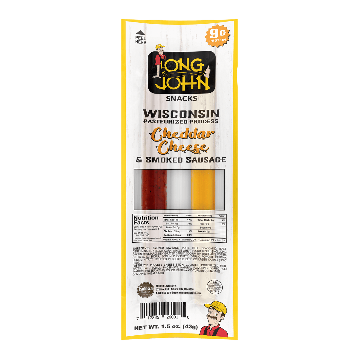 Cheddar Cheese and Smoked Sausage Sticks - 12 Count – Long John Snacks