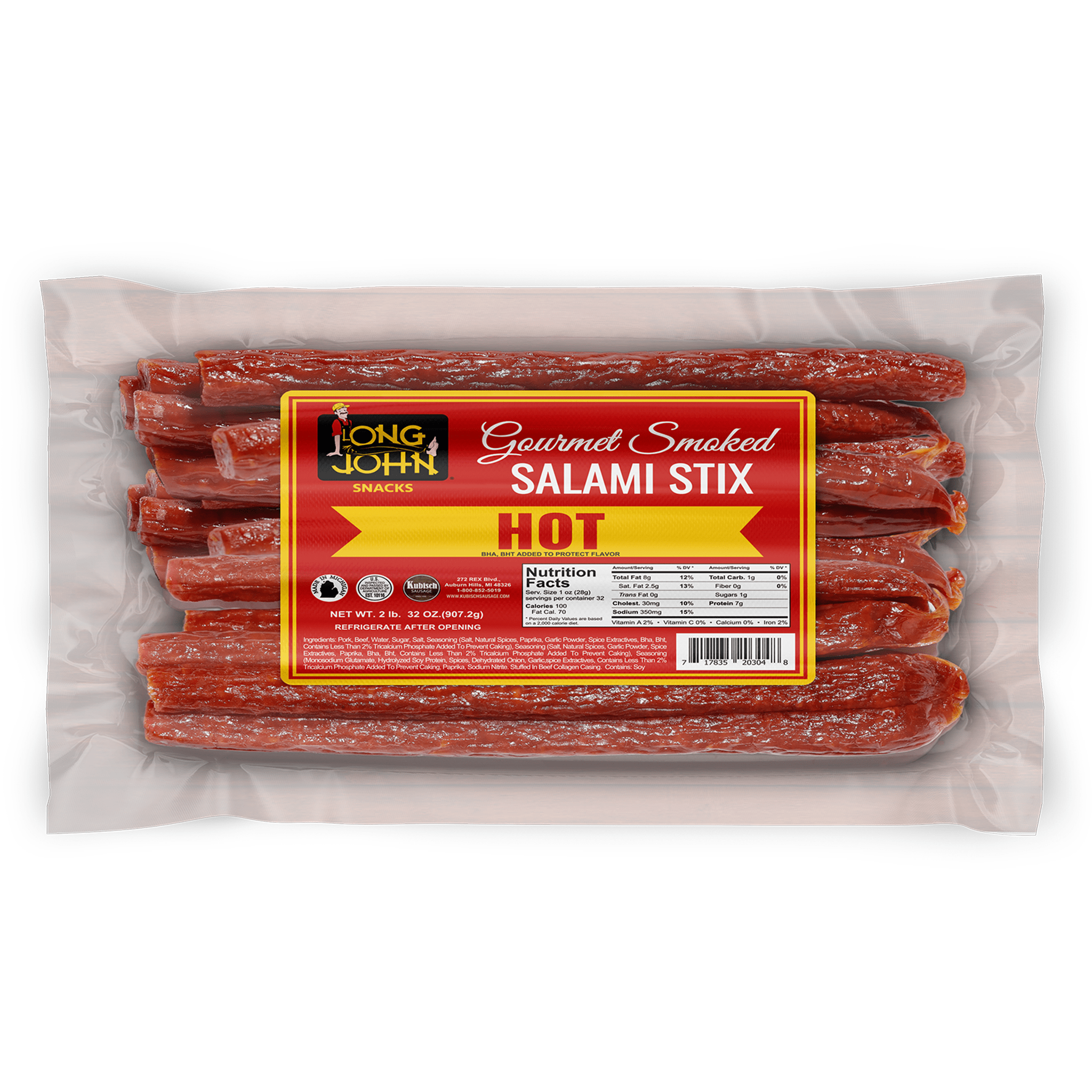Hot Dried Salami Sticks – Long John Snacks